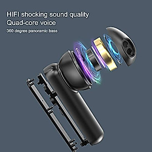 Estink Wireless Bluetooth Earphones,Waterproof Noise-Reducing Music Earphones,Sports Earbuds,Bluetooth 5.0 Technology,Large-Capacity Charging Bay,for iPhone,for Xiaomi(Black)