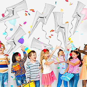 10 Pcs Large Lightning Bolt 45 Inch Flash Balloons Foil Party Balloons Flash Birthday Party Supplies Lightning Bolt for Boys Birthday Party Wedding Graduation Baby Shower Decorations (Silver)