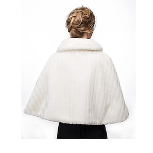 BEAUTELICATE Faux Fur Shawl For Women Soft Fur Stole Wrap Shrug For Winter Wedding Event