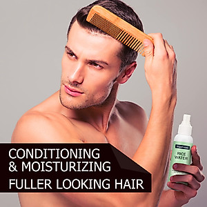 Rice Water For Hair Growth, All Natural Vegan Leave in Conditioner Spray Hair Care Products for Woman&Men, Biotin Infused Leave In Conditioner. Rice Water Hair Mist For Dry, Frizzy, Weak, Damaged Hair - Strengthen, Moisturize & Thicken Hair Naturally - 4o