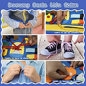 BESFAN Busy Book for Toddlers 1-3, Montessori Toys Busy Board Educational Sensory Learning Toys with Life Skills Travel Toys for Toddlers 1-3 for Road Trip Plane Car