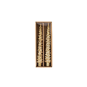 Mud Pie Christmas Taper Candle, 10", Gold Tree