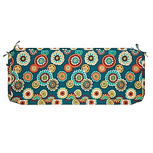 Magpie Fabrics Patio Bench Cushion Cover 48x18x3 Inch, NO Insert! Water Resistant UV Protection Outdoor Swing Loveseat Replacement Cover with Zipper, (Heronsbill Turquoise Green)