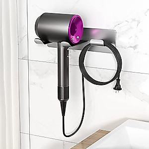BelleJoomu Hair Dryer Holder Wall Mount Compatible with Dyson Hair Dryer, 304 Stainless Steel Hair Dryer Blow Diffuser Holder Organizer Adhesive for The Bathroom