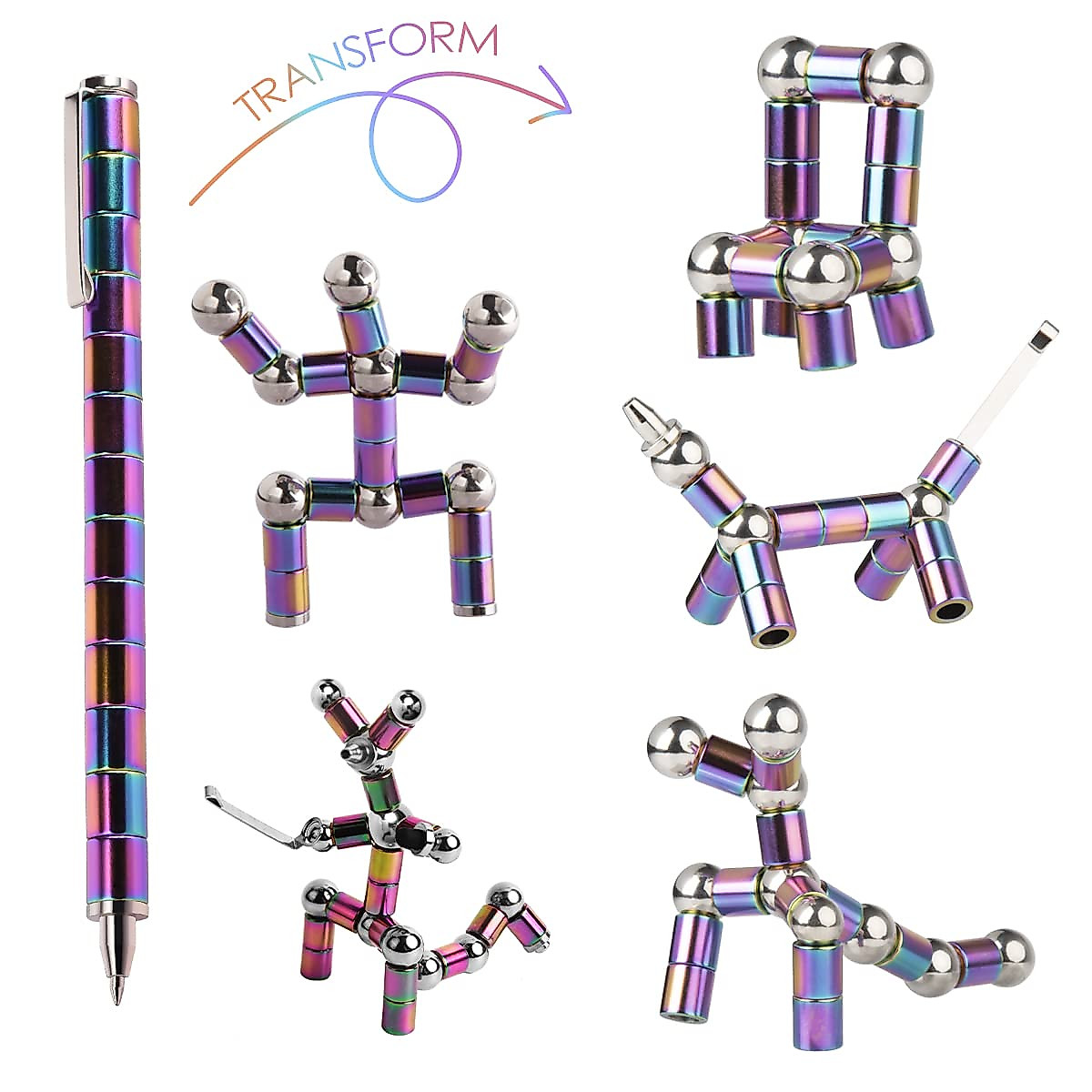 HKDGYHON Toy Pen, Decompression Magnetic Metal Pen, Multifunction Writing Magnet Ballpoint Pen, Gift for Kids or Friends (Colorful)
