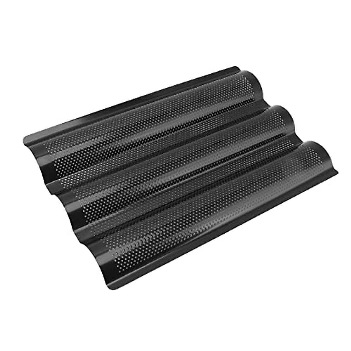 Baguette Pan, French Bread Pan Easy To Release 3 Slots Easy To U Shape Black Uniform Heating Stainless Steel for Kitchen
