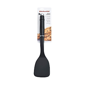 KitchenAid Classic Slotted Turner, One Size, Black 2, 13.66-Inch & KE001OHOBA Classic Solid Turner, One Size, Black 2