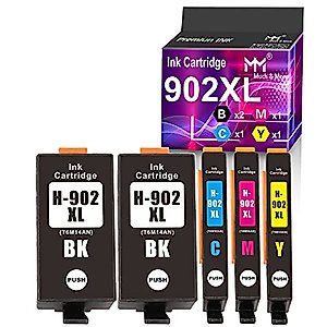 MM MUCH & MORE Compatible Ink Cartridge Replacement for HP 902 XL 902XL for Officejet Pro 6968 6970 6975 6978 6960 6951 6954 6956 6958 6962 6950 Printer (2 Black, Cyan, Magenta, Yellow) 5-Pack