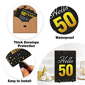 Giftota 50th Birthday Decorations - 3 Pack 3mm Thickness Birthday Poster - 50th Birthday Gifts with Stand - Birthday Party Decorations for 50 Year Old - 50th Birthday Table Sign for Party Supply