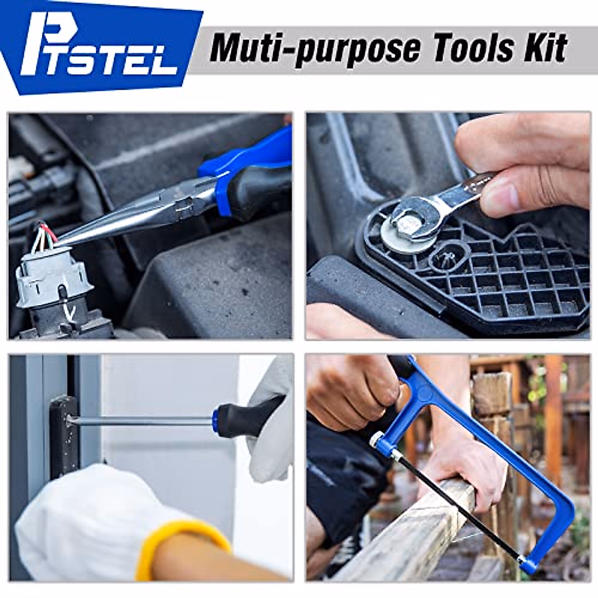 Home/Auto Repair Tool Kit, PTSTEL 179 Piece General Household Hand Tool Set For Apartment, Garage, Dorm and Office Use With Solid Carrying Tool Box