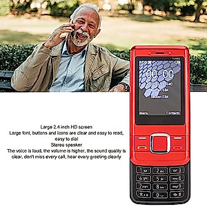 Unlocked Slider Phone, 2G GSM 1200mAh Battery Loud Voice Big Button Dual Card Senior Cell Phone for Elderly Kids Unlocked Mobile Phone Flip Cell Phone for Seniors (Red)
