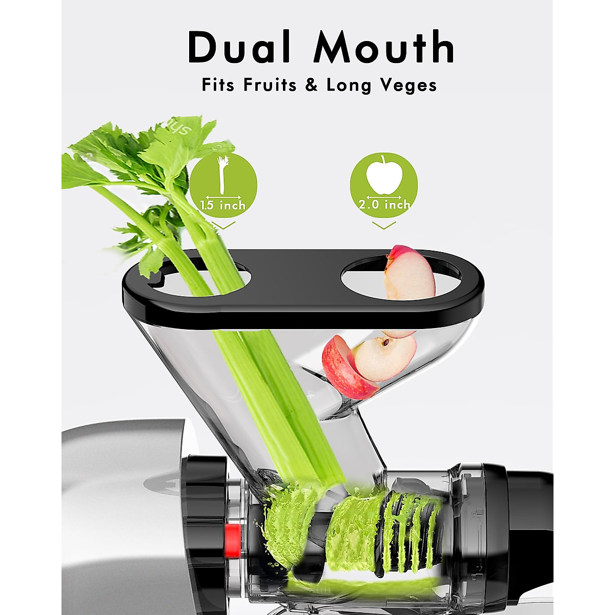 SiFENE Cold Press Juicer Machine, Dual Feed Chute Slow Masticating Juicer, Vegetable and Fruit Juice Maker Squeezer Machines, Recipes Included