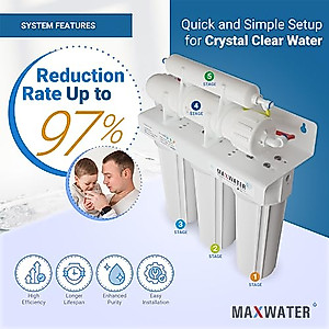 Max Water 5 Stage 50 GPD (Gallon Per Day) RO (Reverse Osmosis) Standard Water Filtration System + Faucet + Heavy Duty Tank - Under-Sink/Wall Mount - Model: RO-5W7