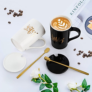 Peohud 2 Pack 14 Oz Couple Coffee Mugs, Wedding Gifts for Couple Bride and Groom, Porcelain Wifey and Hubby Cups Set for Latte, Cappuccino, Tea, Bridal Shower and Married Couples Anniversary