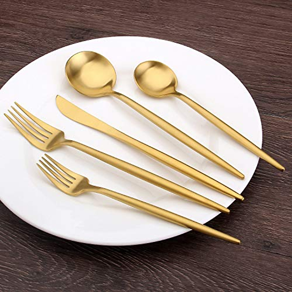 Matte Gold Silverware Set, sharecook 20-Piece Stainless Steel Satin Finish Flatware Set Service for 4, Kitchen Utensil Set, Tableware Cutlery Set for Home and Restaurant
