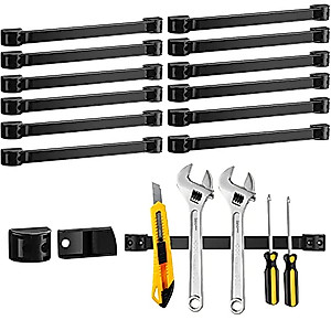 12 Pack 14 Inch Magnetic Tool Holder Racks Magnetic Tool Holder Strip Metal Tool Organizer Bar with Mounting Screws Heavy Duty Magnetic Space Saving Tool Organizer Bar for Garage, Workshop, Kitchen