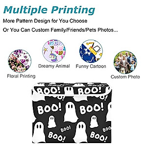 CaTaKu Halloween Ghosts Black Storage Bins with Lids and Handles, Fabric Large Storage Container Cube Basket with Lid Decorative Storage Boxes for Organizing Clothes