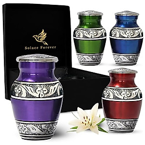 Multicolored Keepsake Urns for Human Ashes Set of 4 - Colorful Small Urns - Handcrafted Mini Memorial Urns - Honor Your Loved One with Funeral Urns for Ashes - Multicolor Urns for Male & Female