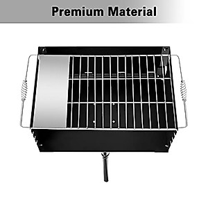 Park Style Charcoal Grill, 25 x 17 Inch Heavy Duty Park Grill with Cooking Grate and Dust Cover for BBQ, Camping and Cookouts, Party Picnic Travel Home Outdoor Cooking Use (25 x 17 Inch w Plate)