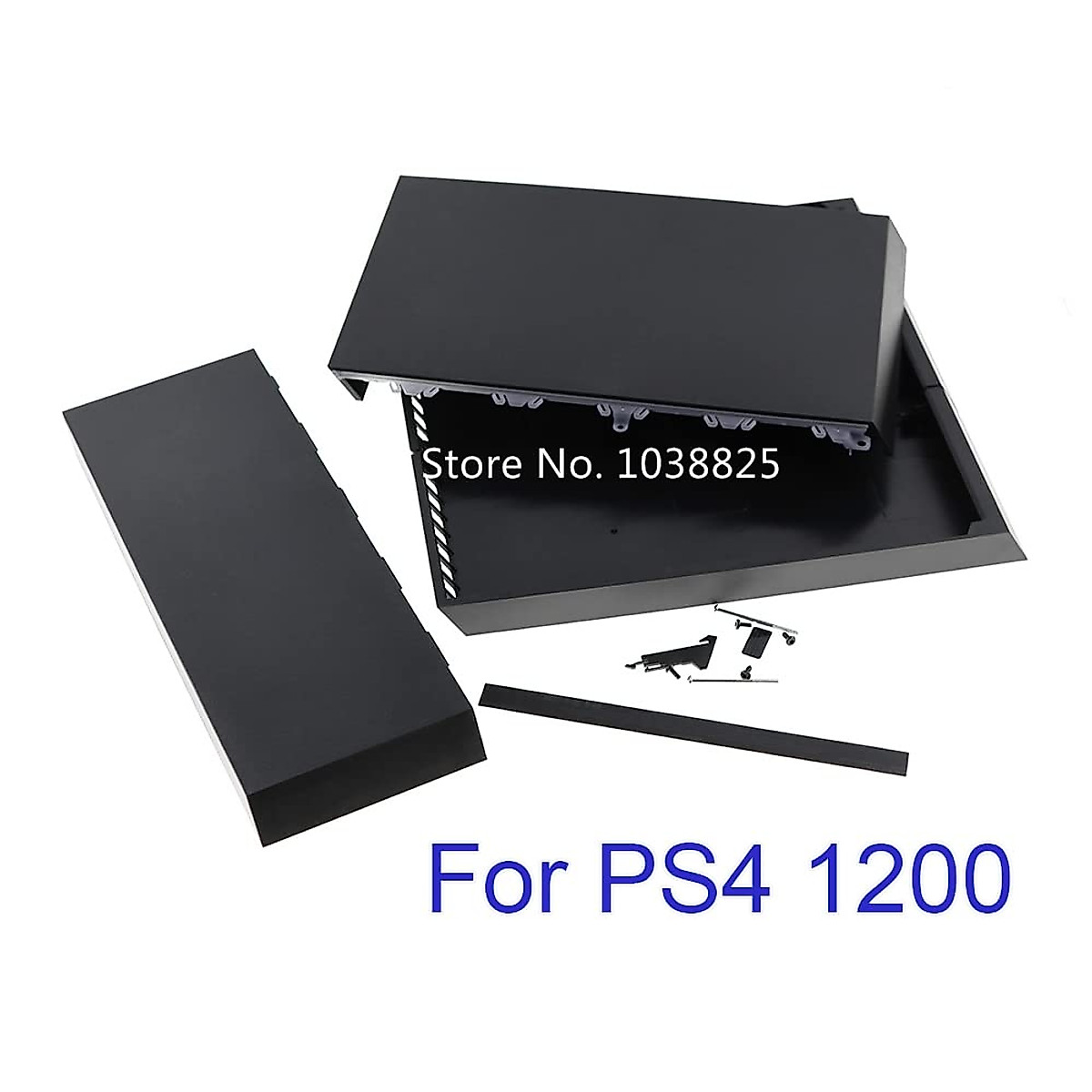 New Replacement Top Upper & Bottom Cover Full Housing Shell Case Cover for PS4 1200 CUH-1206 CUH-1209 CUH-12XX Console with Screws Stickers Black