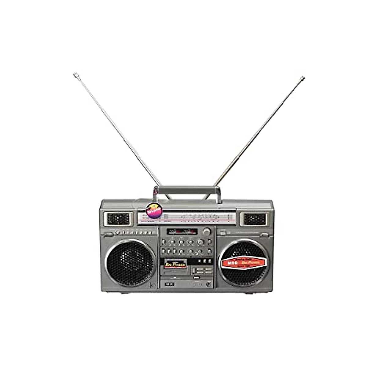 New Wave Toys M90 Micro Blaster Replica Boombox Portable Wireless Bluetooth Speaker with 40 Inch Silver Necklace Chain, Dual 6W Micro Speakers, 20 Hour Playtime