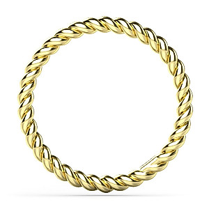 Sz 6.0 Solid 10K Yellow Gold 2MM Eternity Rope Wedding Band Ring