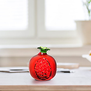 JOONOR Crystal Pomegranate Statue Ornament Decorative Artificial Fruit Glass Figurine Tabletop Paperweight Crystal Ornament for Home Office,Pomegranate