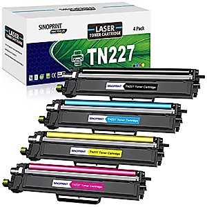 SINOPRINT Compatible Toner Cartridge Replacement for Brother TN227 TN-227 TN227BK TN227C TN227M TN227Y High Yield Compatible with HL-L3290CDW HL-L3210CW MFC-L3750CDW MFC-L3710CW Printer (4 Pack)