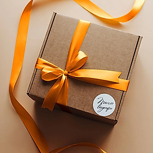 Orange Ribbon Gold Fall Ribbon for Gift Wrapping 3/8 in 25 Yards Wired Ribbon for Christmas Tree Thanksgiving Ribbon Silk Ribbon Craft Ribbon Wedding Party Valentine's Day Bouquet Decoration