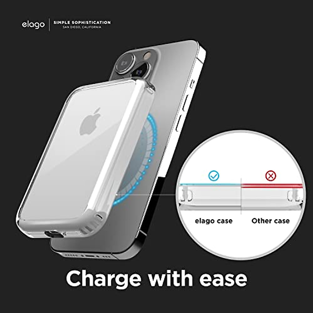 elago Hybrid Clear Case Compatible with MagSafe Battery Pack - PC + TPU Hybrid Technology, Anti-Yellowing, Crystal Clear, Shockproof Cover, Protective Case (Transparent)