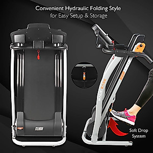 Hurtle Electric Folding Treadmill Exercise Machine - Smart Compact Digital Fitness Treadmill Workout Trainer w/Bluetooth App Sync, Manual Incline Adjustment, for Walking, Running, Gym HURTRD18