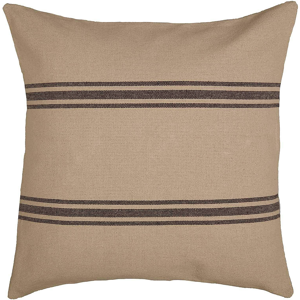 Mill House Stripe Black Euro Pillow Sham, 26 "x 26", Farmhouse Primitive Grain Sack Stripe Woven Bedding, Beige & Black