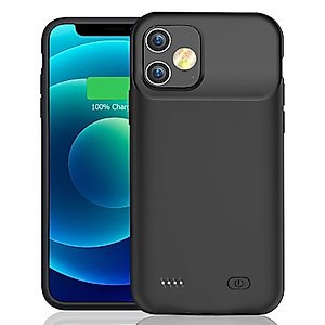 KCKEM Battery Case for iPhone 12 Mini, 6500mAh Ultra-Slim Portable Rechargeable Extended Battery Pack Charging Case, Compatible with iPhone 12 Mini (5.4 inch), Heavy Duty Protection, Black