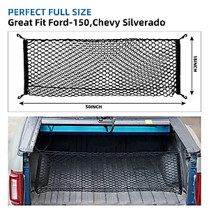 KARCOCA Truck Bed Cargo Net for Trunk Storage，Mesh Storage Cargo Trunk Organize Grocery Holder，Cargo Net for Pickup Truck Bed Automotive Cargo Nets
