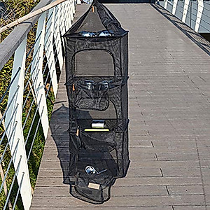 ASkinds Camping Drying Rack 3 Layers Hanging Dry Net Folding Mesh Hanger Outdoor Tableware Food Vegetables Dryer Rack with Zippers for Camping Hiking Fishing BBQ(Black)