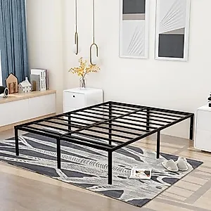 Yedop 18 Inch California King Size Bed Frames, No Box Spring Needed, 2500 lbs Heavy Duty Steel Slat Support, Non-Slip & Noise Free, California King Metal Bed Frame, Black