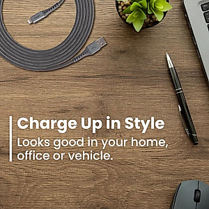 Ventev ChargeSync Alloy Apple Lightning Cable | Universally Compatible with iPhone Devices, Fast Charging, Tangle-Resistant Cord, Mfi Certified, No-Fray Durability | 4Ft Steel Gray (509320)