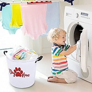 Dog Mom Large Laundry Basket Hamper Bag Washing with Handles for College Dorm Portable