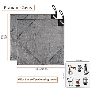 CAFEMASY Barista Espresso Cleaning Towel - Barista Towels Set for Coffee Bar Pack of 2pcs Coffee Machine Steam Wand Espresso Tools Portafilter Cleaning Cloth Rag