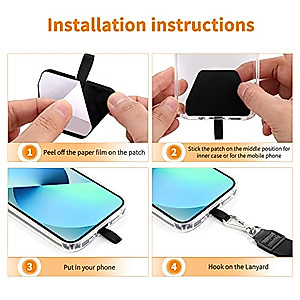 CACOE Phone Lanyard 2 Pack-2× Adjustable Neck Strap,2× Phone Patches,Universal Crossbody Cell Phone Lanyards,Multifuctional Patch Phone Polyester Lanyards Compatible with Most Smartphones(Black+Gray)