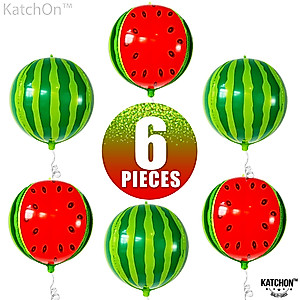 KatchOn, Big Watermelon Balloons for Watermelon Decorations - Pack of 6, 22 inch | 4D Watermelon Balloon for Watermelon Party Decorations | Summer Fruit Balloons for One In A Melon Party Decorations