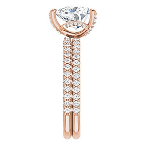 Solitaire Moissanite Engagement Ring Set, 2.75 CT Heart Cut Moissanite Diamond Bridal Wedding Ring Set for Womens, Birthday Gift, VVS1 Colorless, 10K 14K 18K Solid Gold, 925 Silver