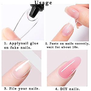 Nail Glue, Super Strong Nail Glue for Acrylic Nails, Professional Nail Glue for Nail Tips for Press On Nails Quick Dry Acrylic Nail Glue for Nail Tips Super Bond Fake Nails Glue Gel 0.71OZ 2 Bottles
