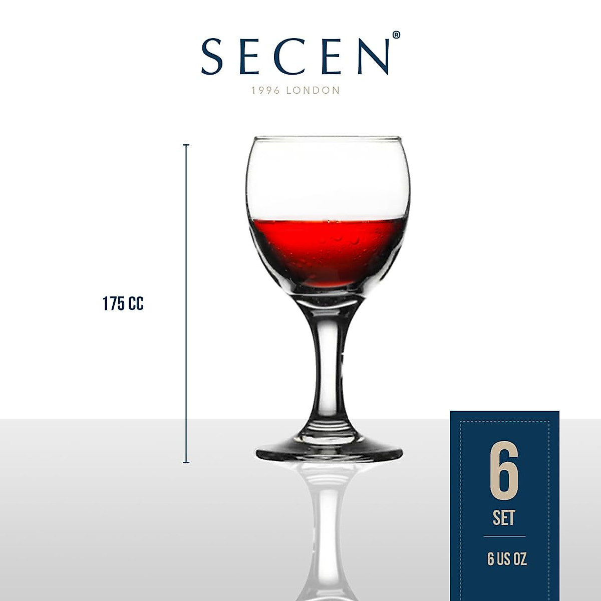 SECEN LONDON Shot Glasses Set of 6,Stemmed Mini Clear Wine and Champagne Glasses, 6 Oz / 175 CC,Cordial Glasses Port Wine Glasses,Great for White and Red Wine/Wine Glass Clear,Liqueur Mini Glasses