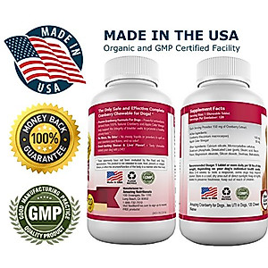 Amazing Cranberry for Dogs Pet Antioxidant, Urinary Tract Support Prevents and Eliminates UTI in Dogs, 120 Chews