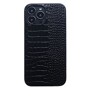 iPhone 13 Mini Case for Women, DMaos Crocodile Synthetic Patent Leather Cover, Classic Fashion for iPhone13 Mini 5.4 inch - Black