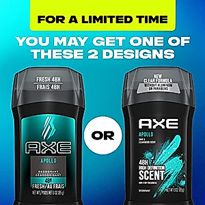 AXE Apollo Deodorant Stick 4 Count For Long Lasting Odor Protection, Sage And Cedarwood Men's Deo, Aluminum Free 3oz