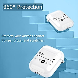 for AirPods 2nd 1st Generation Case Cover Clear Cool Kawaii Music Player Design for Women Men Cute Soft Crystal TPU AirPods Charging Case with Carabiner Full Body Protection Cover for Apple AirPod 2&1