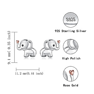 Sterling Silver Stud Earrings for Teens Girls - Llama Elephant Cat Sloth Ladybug Pony Unicorn Bunny Hippo Axolotl Panda Animal Earrings Birthday Graduation Jewelry Gift Women Animal Lovers (Elephant)
