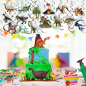 57 Pcs Dinosaur Hanging Swirls Dinosaur Birthday Party Decorations Dinosaur Foil Swirls Ceiling Spiral Streamers for Girl Boy Baby Shower Jungle Dinosaur Theme Party Supplies, Only 27 Cards
